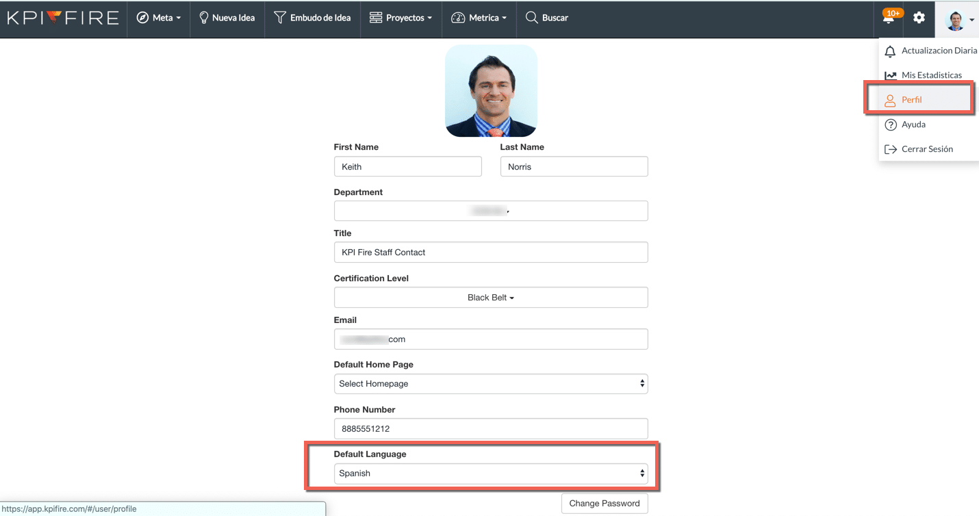 Continuous Improvement Software in Spanish - KPI Fire