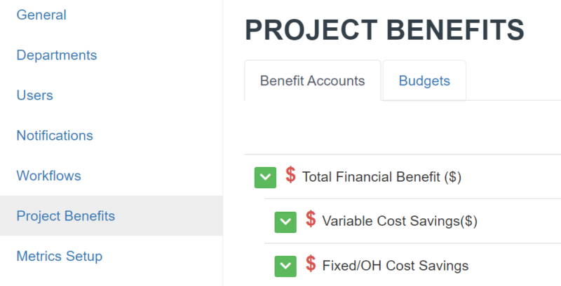 Help: Project Benefits - KPI Fire